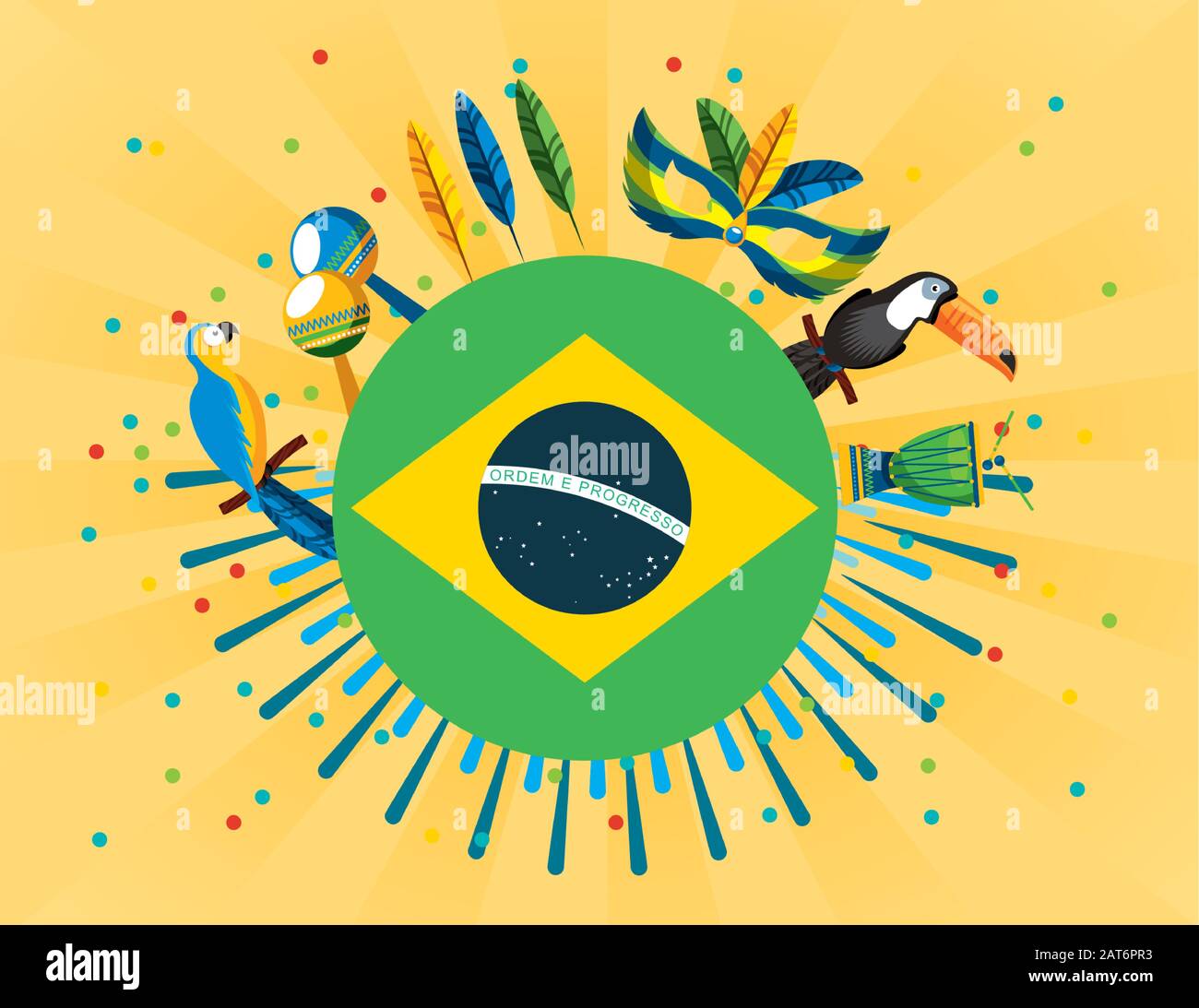 brazil carnival poster with flag and set icons Stock Vector Image & Art ...