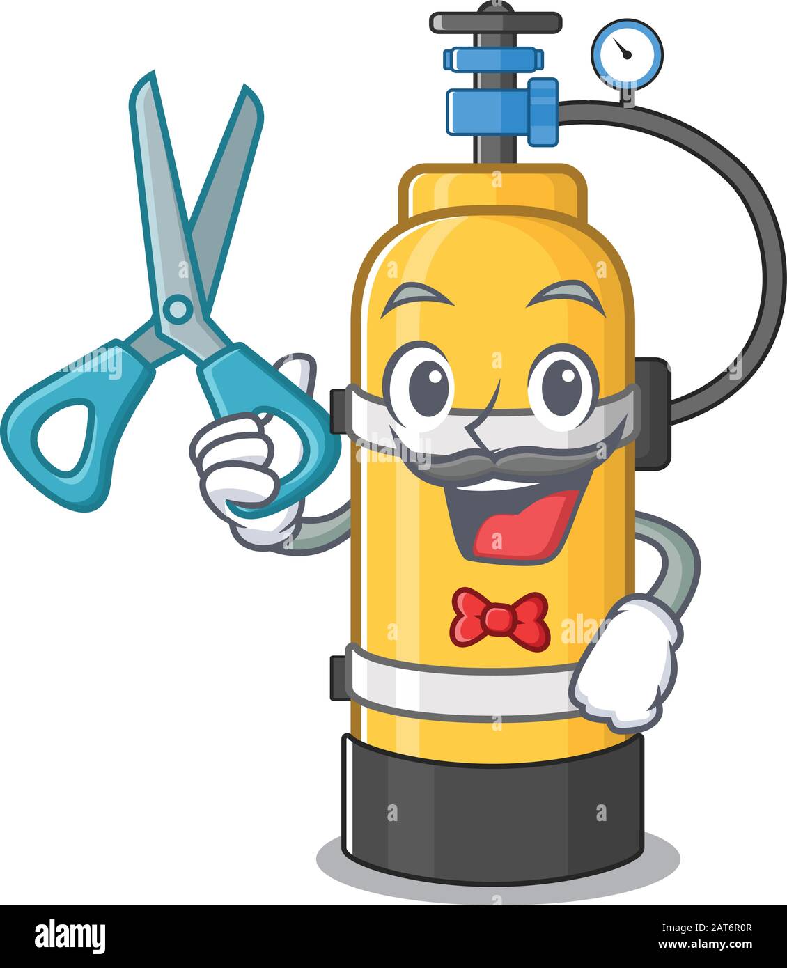 Smiley Funny Barber oxygen cylinder cartoon character design style ...
