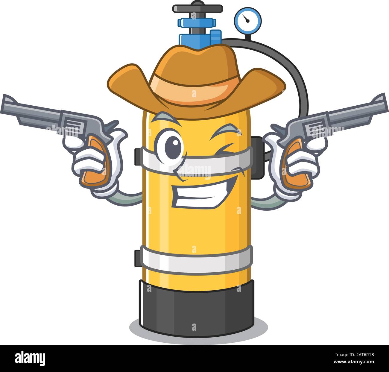 Oxygen cylinder dressed as a Cowboy having guns Stock Vector Image ...