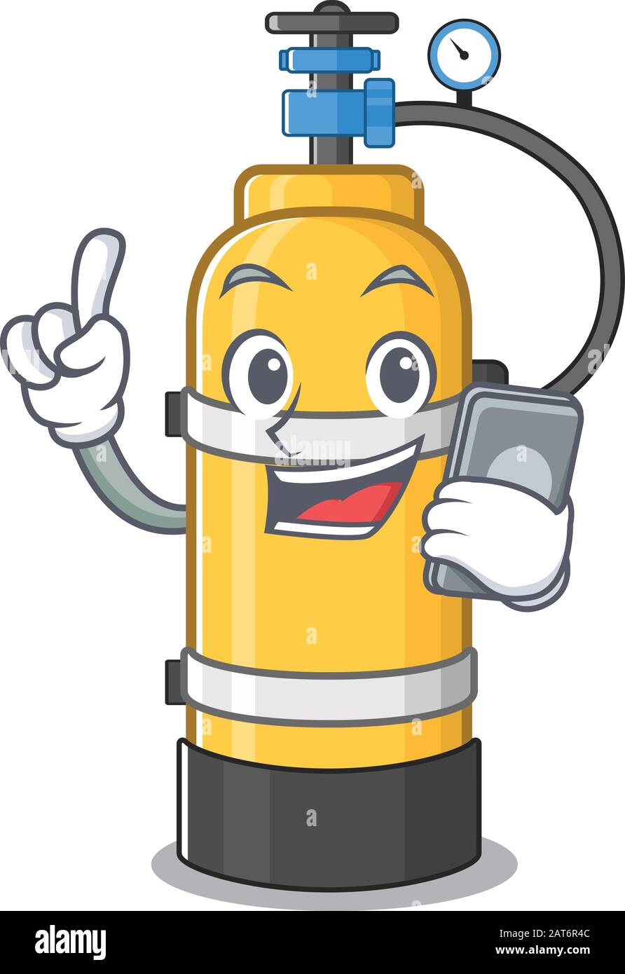 Cartoon design of oxygen cylinder speaking on a phone Stock Vector ...