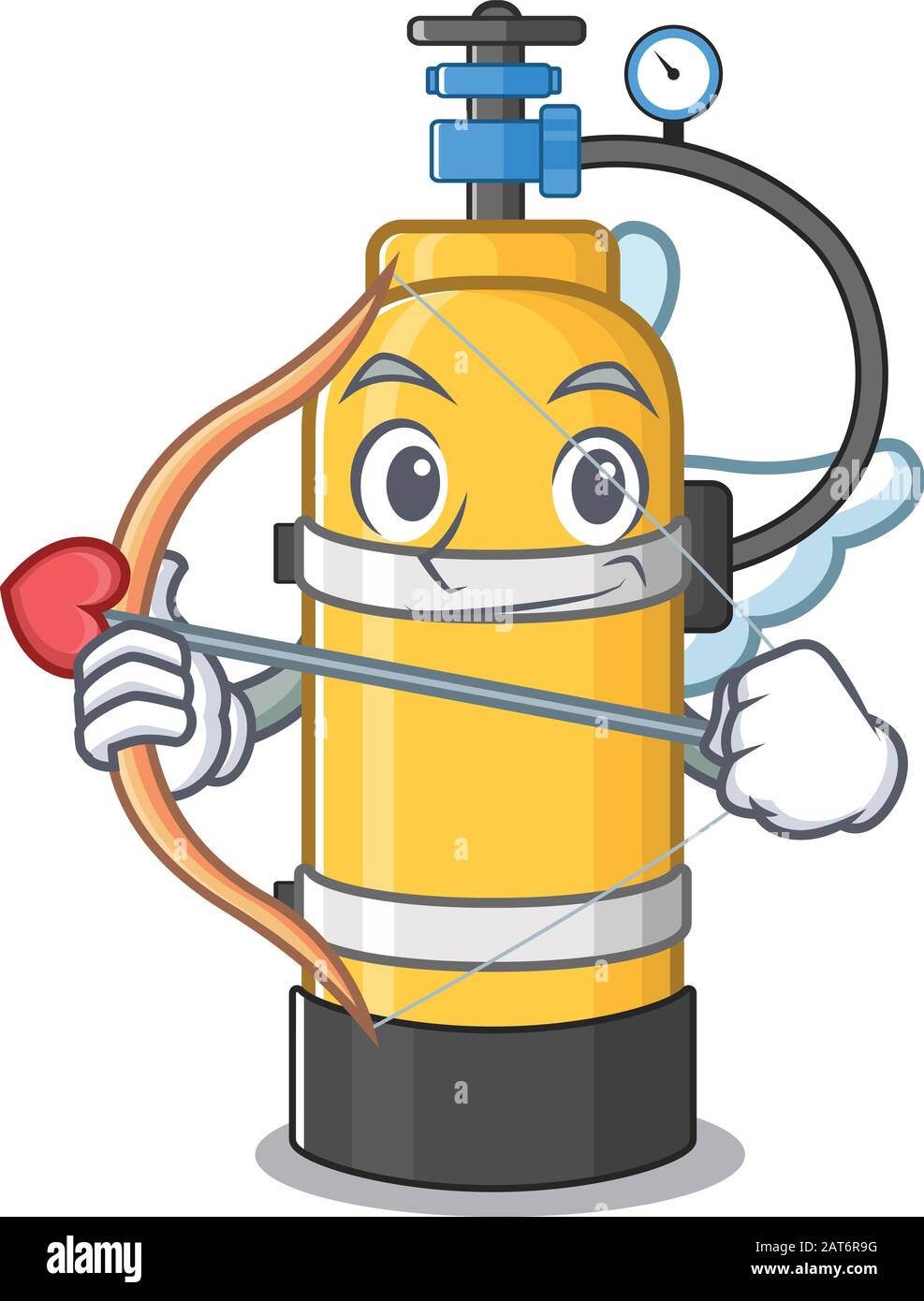 Romantic oxygen cylinder Cupid cartoon character with arrow and wings ...