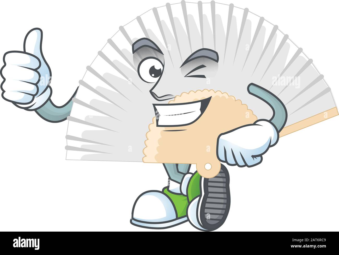 An icon of white chinese folding fan making Thumbs up gesture Stock ...
