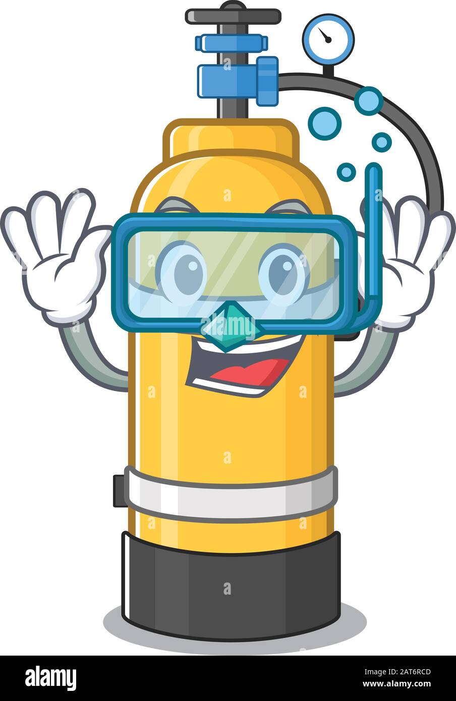 cartoon character of oxygen cylinder wearing Diving glasses Stock ...
