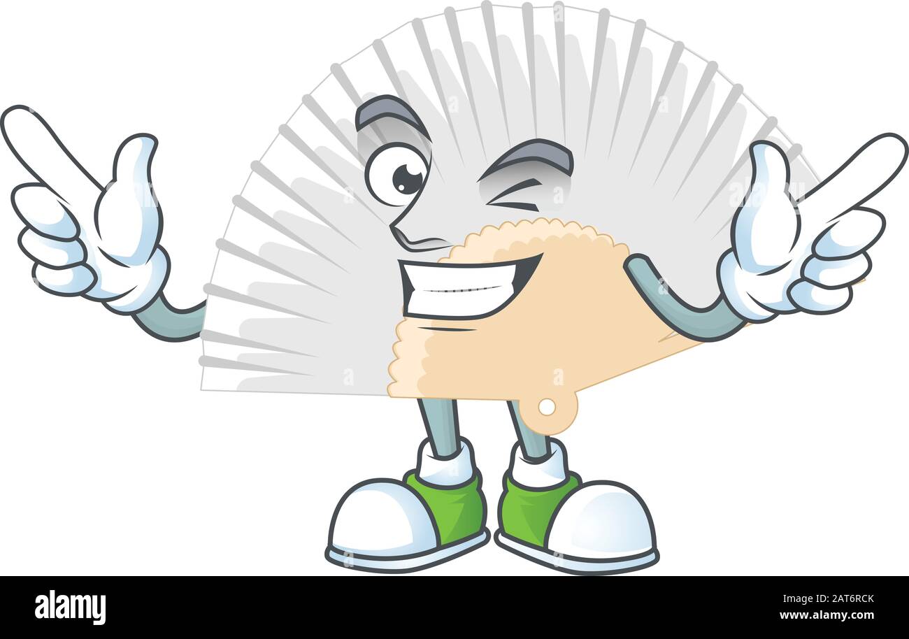 Funny face white chinese folding fan cartoon character style with Wink ...