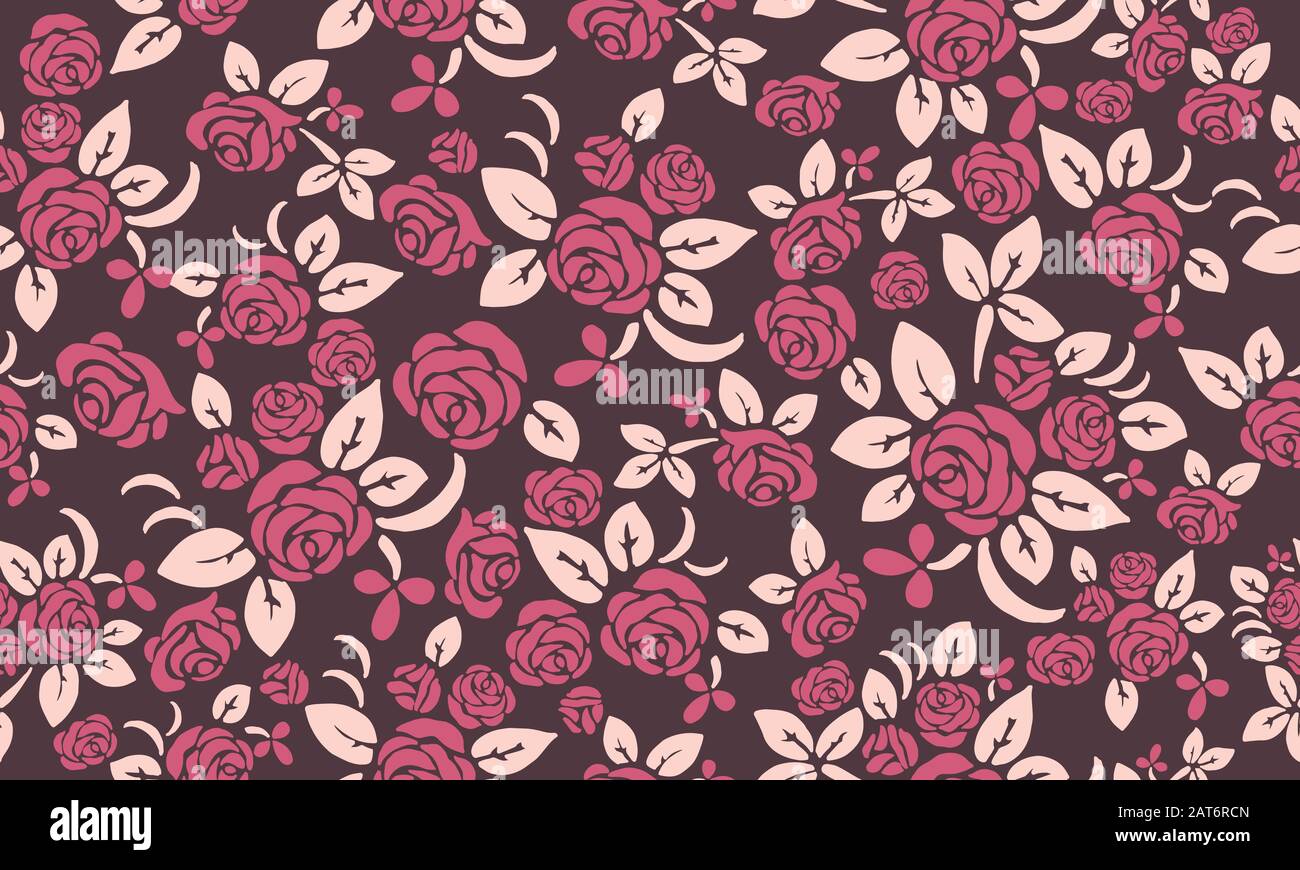 Beautiful rose flower pattern background for valentine, with leaf and ...