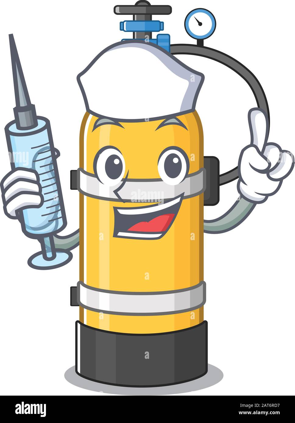 Smiley Nurse oxygen cylinder cartoon character with a syringe Stock ...