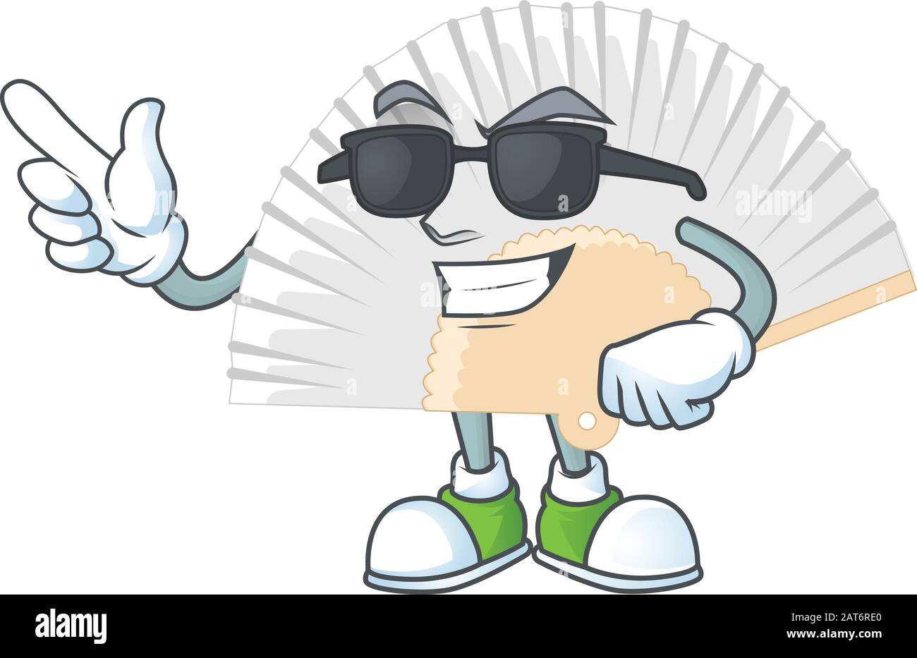 Super cool white chinese folding fan character wearing black glasses ...