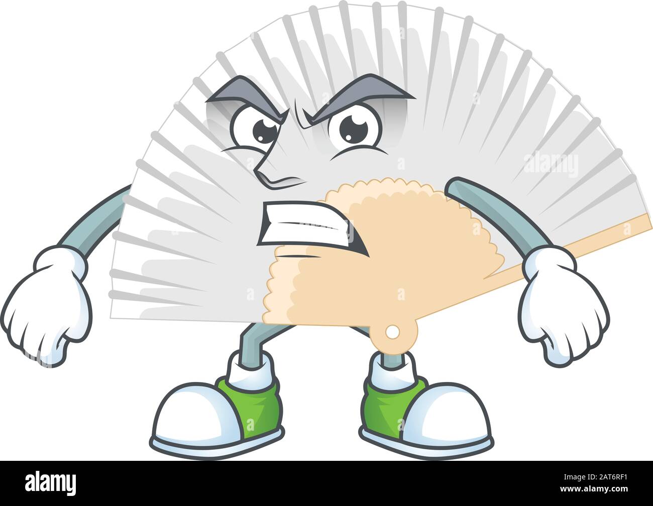 cartoon character of white chinese folding fan with angry face Stock ...