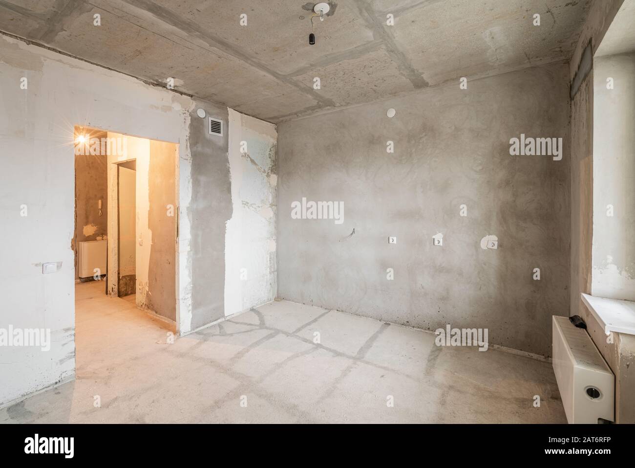 Empty interior for design, gray concrete wall. Empty room. Space for ...