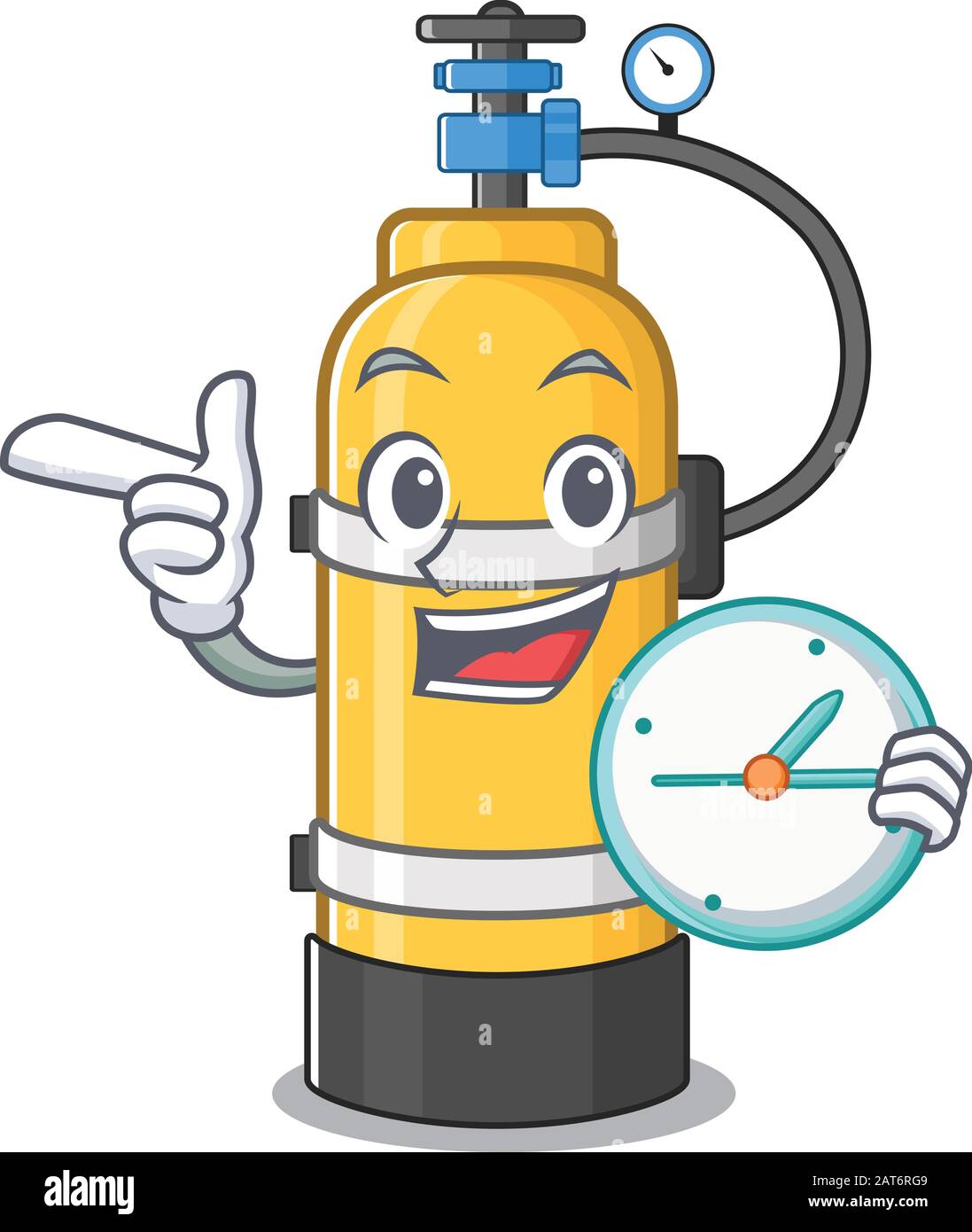 cartoon character style oxygen cylinder having clock Stock Vector Image ...