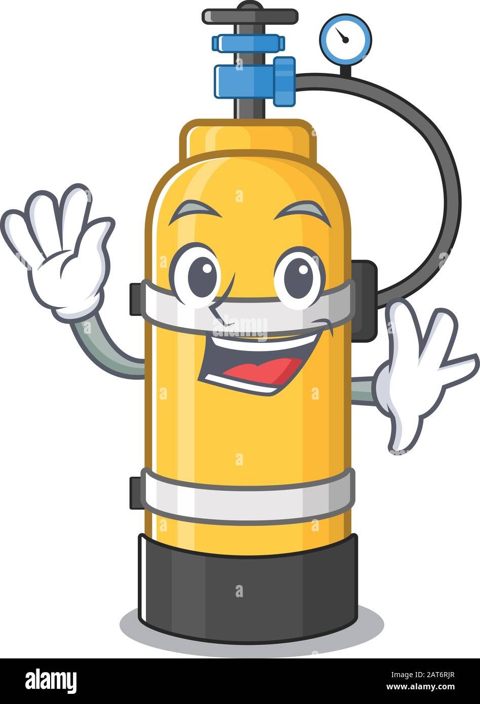 Waving friendly oxygen cylinder cartoon character design Stock Vector ...