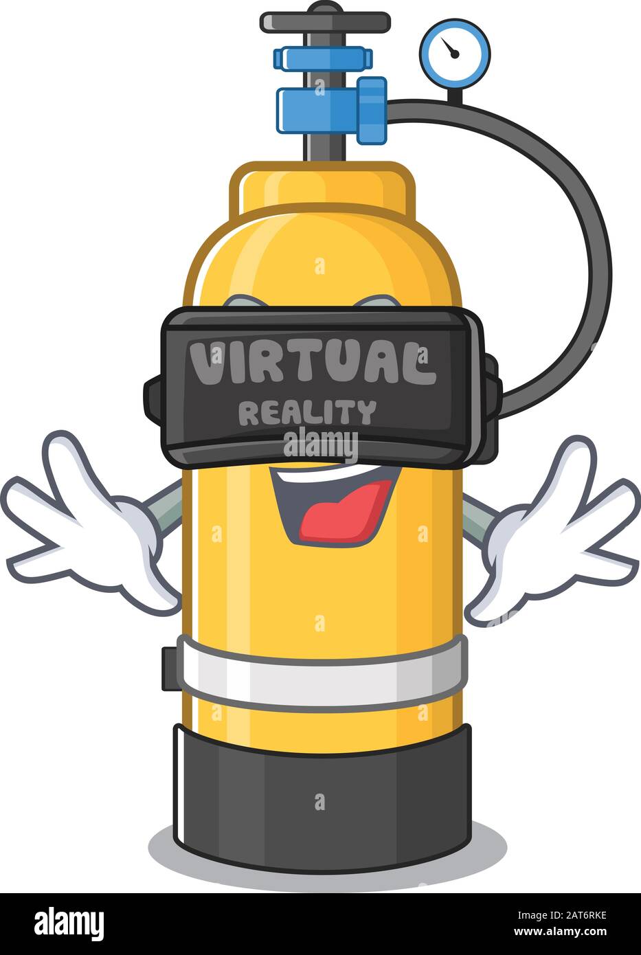 Trendy oxygen cylinder character wearing Virtual reality headset Stock ...