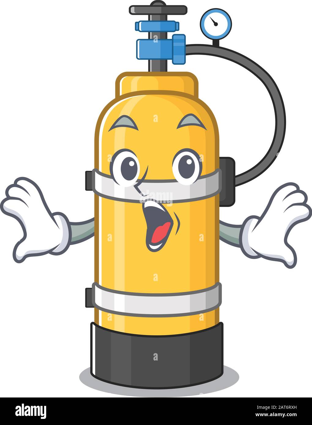 Oxygen cylinder cartoon character design on a surprised gesture Stock ...