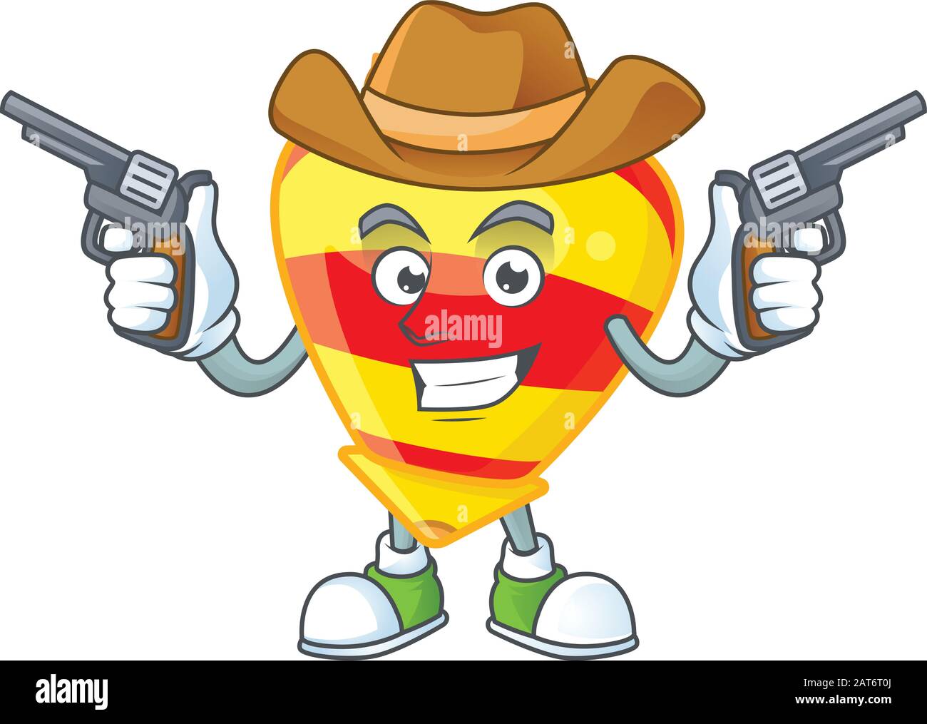 Confident chinese gold tops toy Cowboy cartoon character holding guns ...