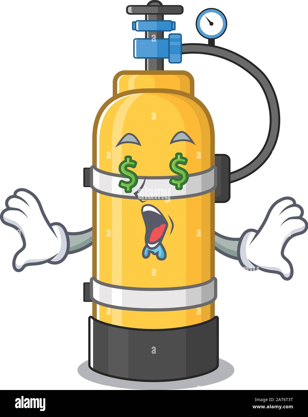 Happy rich oxygen cylinder with Money eye cartoon character style Stock ...