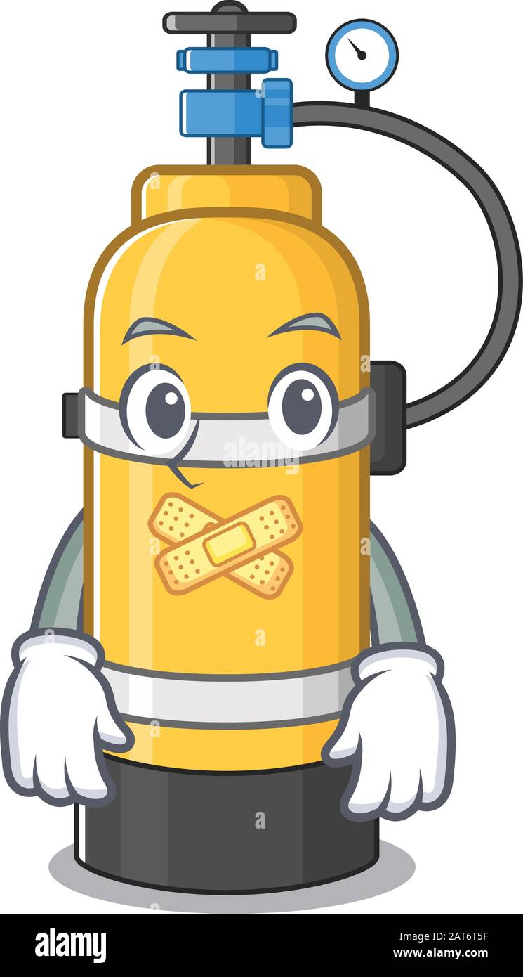 a silent gesture of oxygen cylinder mascot cartoon character design ...