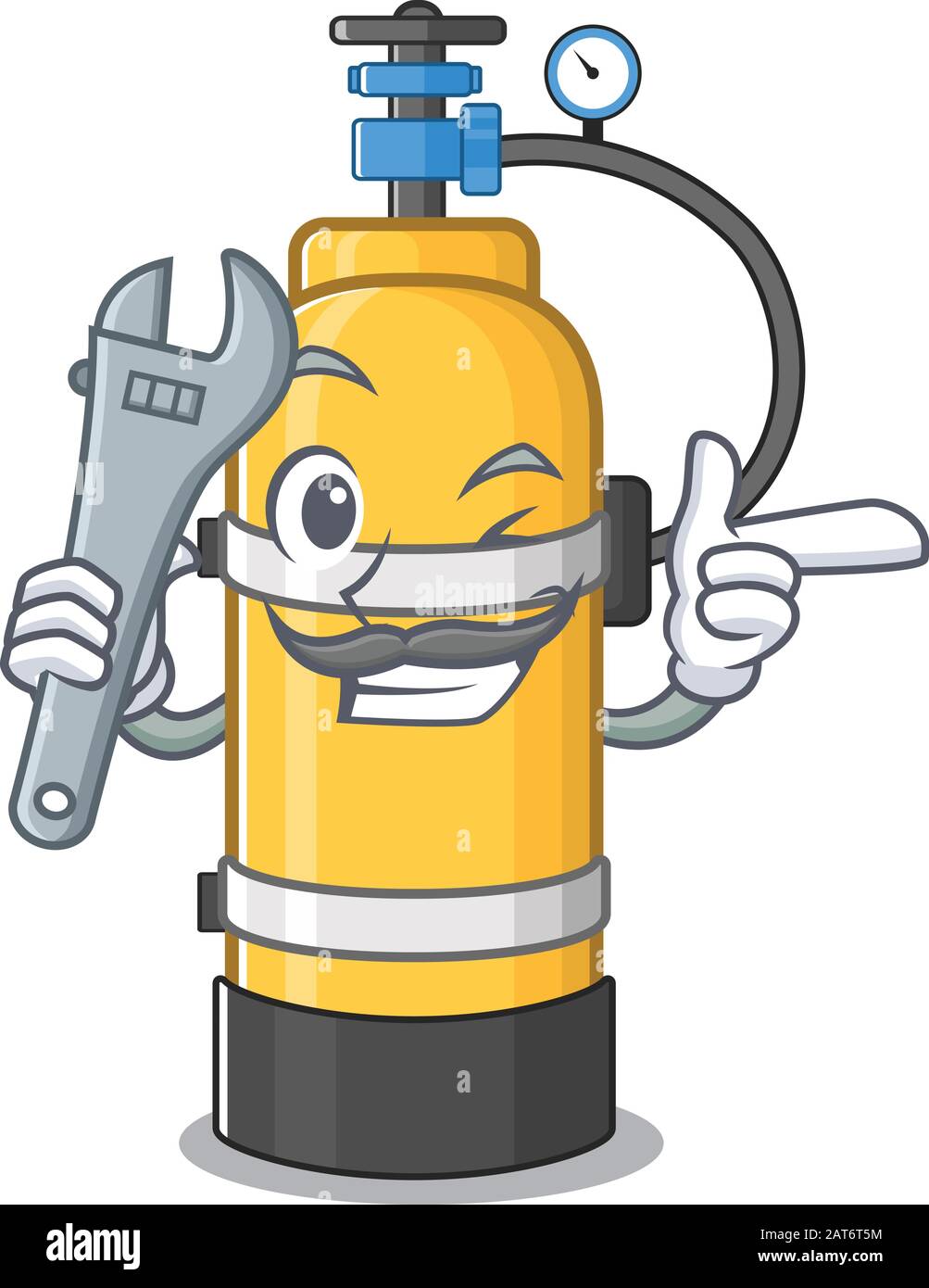 Smart Mechanic oxygen cylinder cartoon character design Stock Vector ...