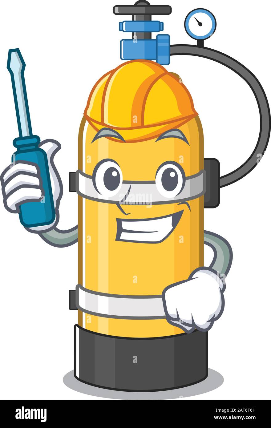 Cool automotive oxygen cylinder in cartoon character style Stock Vector ...