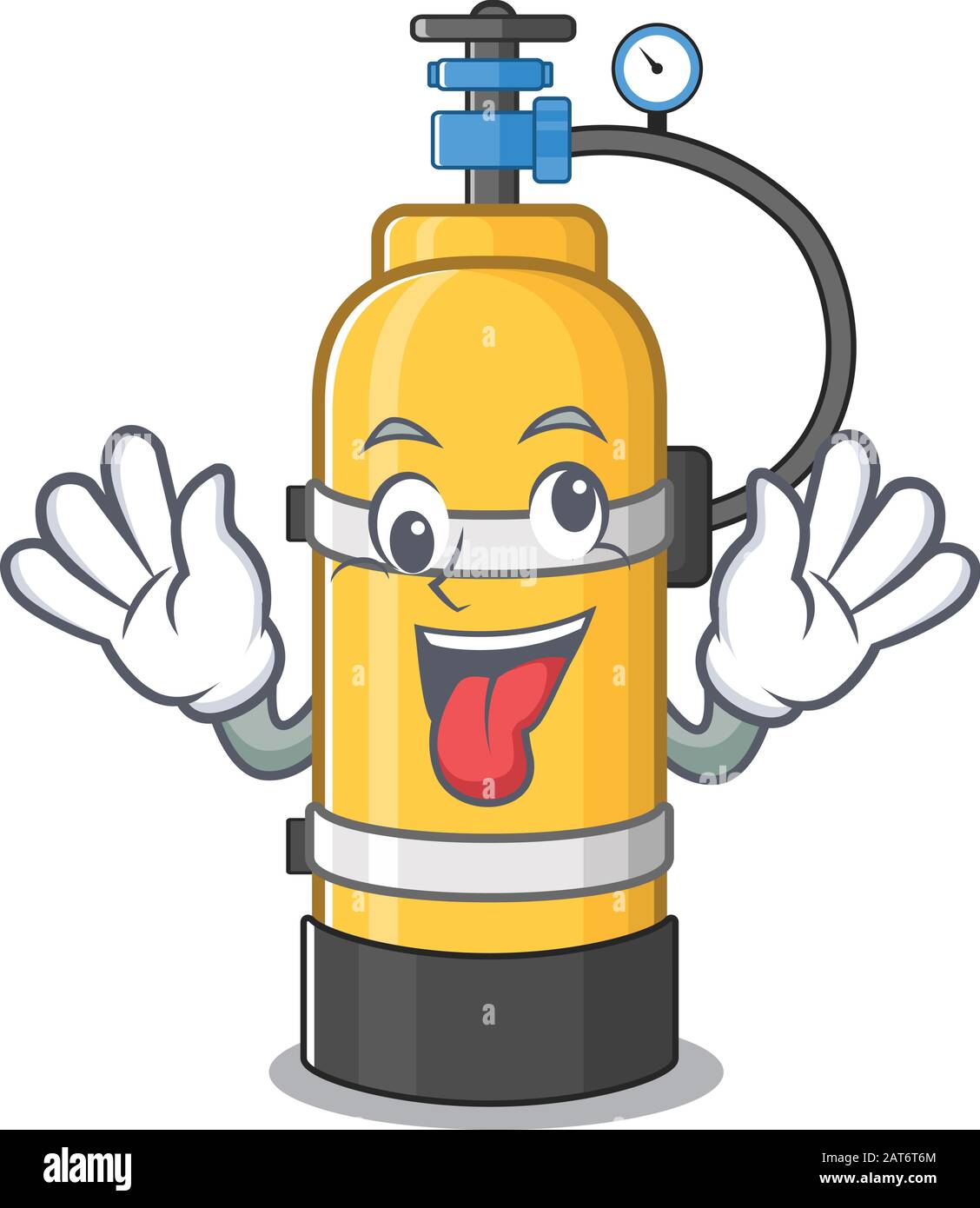 Oxygen cylinder Cartoon character style with a crazy face Stock Vector ...