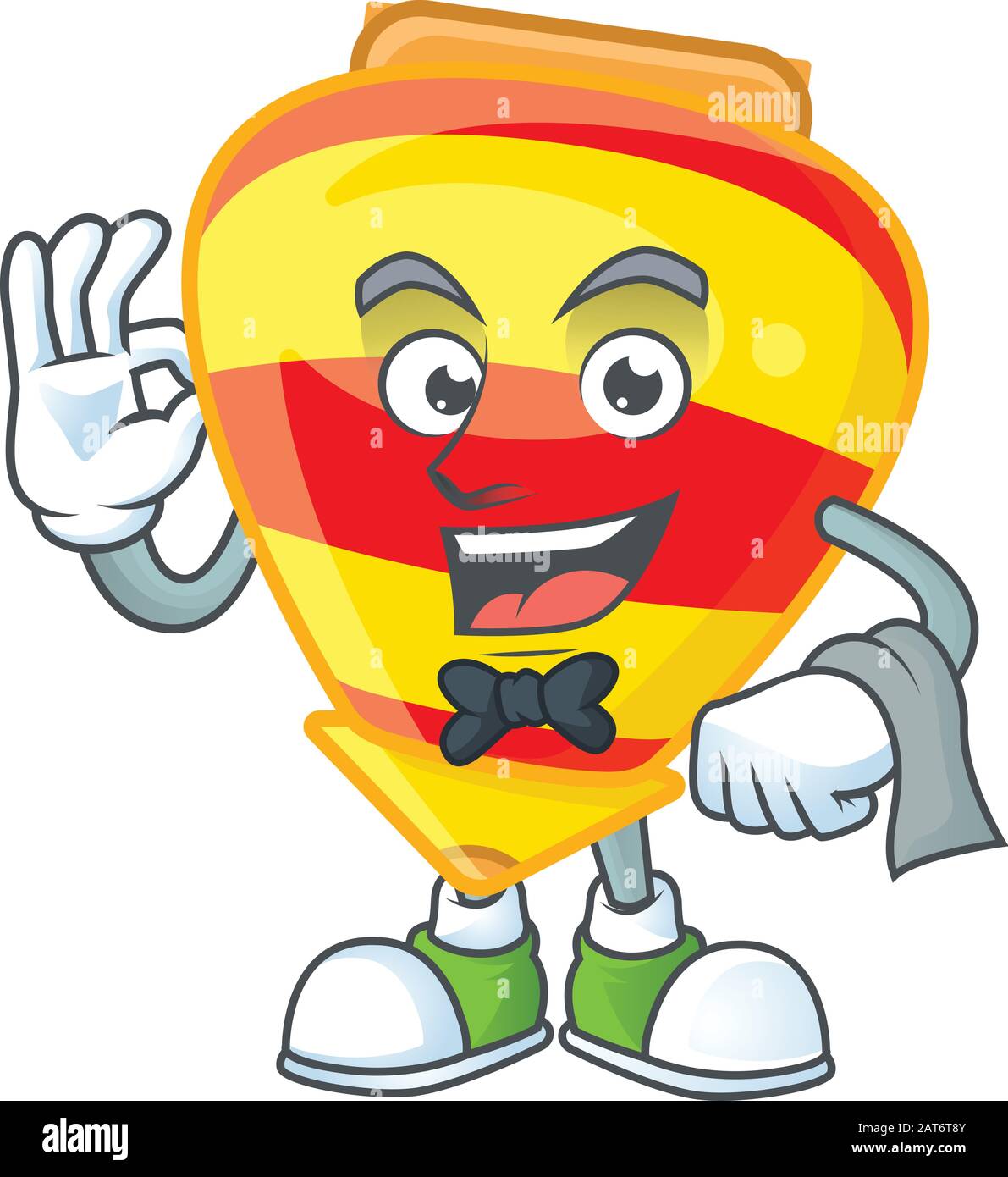 Friendly chinese gold tops toy Character stand as a Waiter character ...