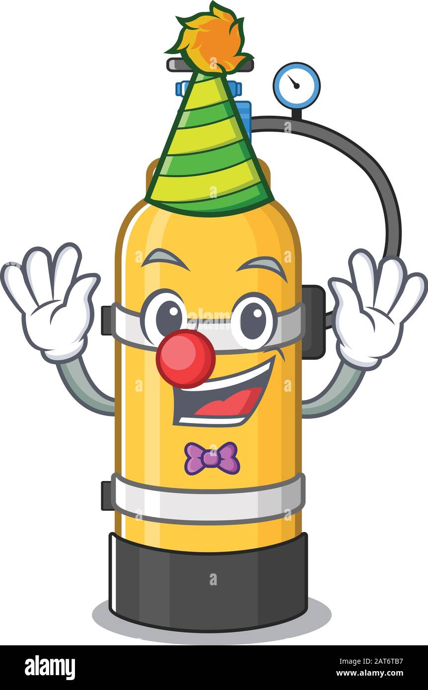 Funny Clown oxygen cylinder cartoon character mascot design Stock ...