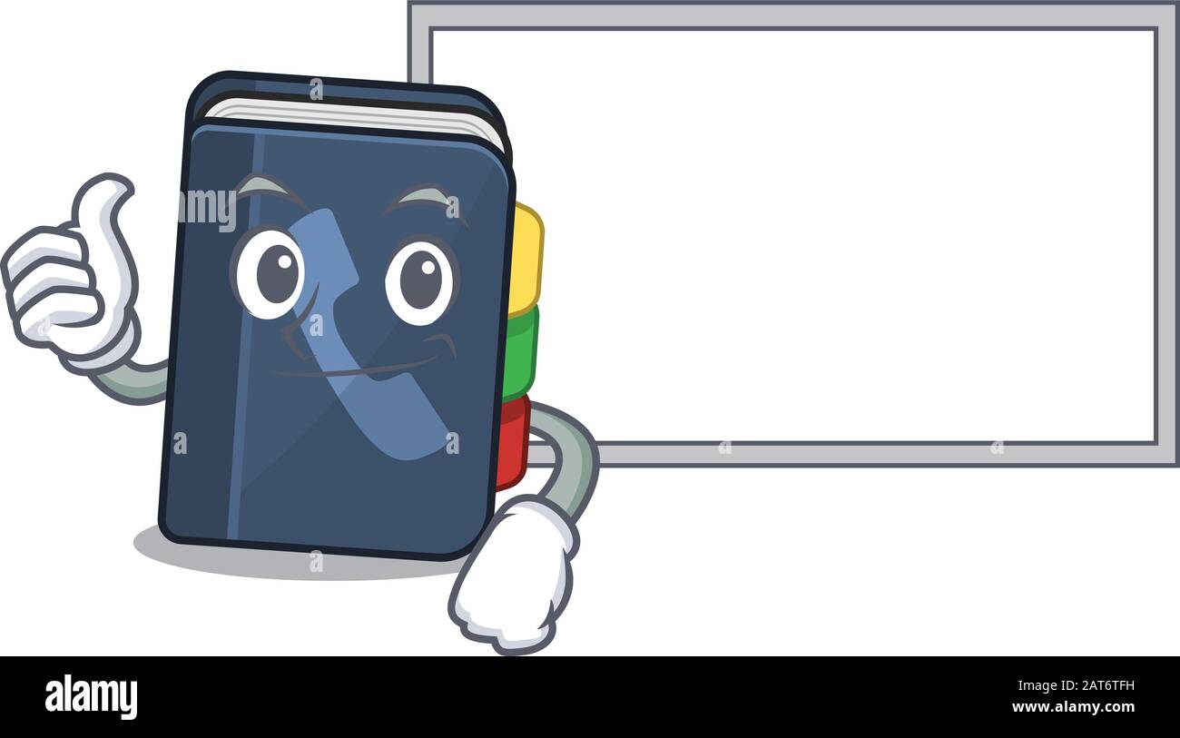 Thumbs up of phone book cartoon design with board Stock Vector Image ...