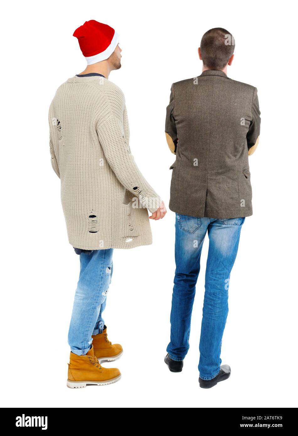 Back view of two man in sweater. Rear view people collection. backside ...