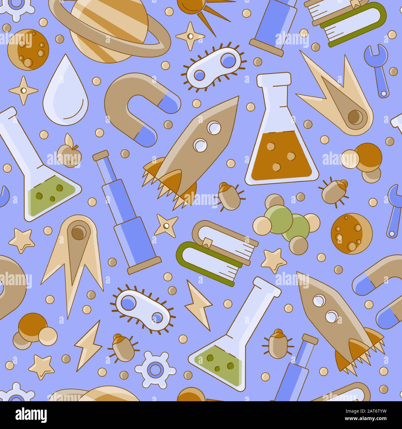 Back To School Pattern Science Flat Seamless Pattern With Scientific
