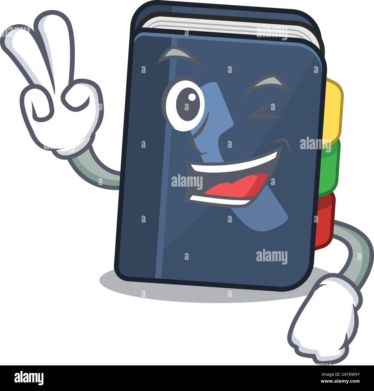 Smiley mascot of phone book cartoon Character with two fingers Stock ...