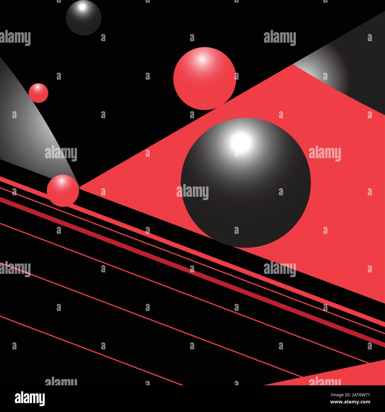 Abstract bright geometric background with different objects and shapes ...