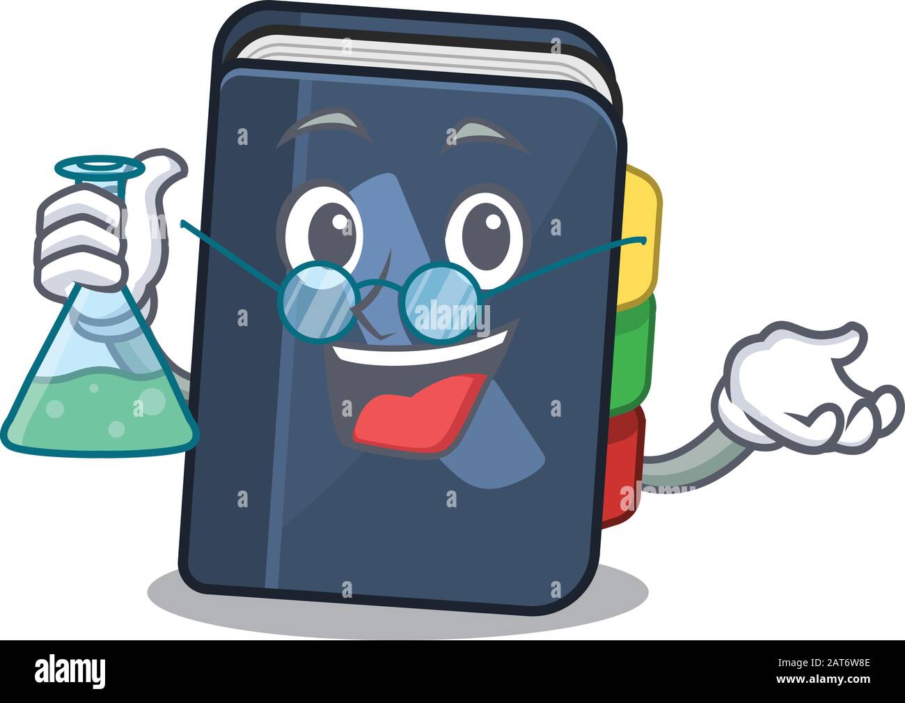 Smart Professor phone book cartoon character with glass tube Stock ...