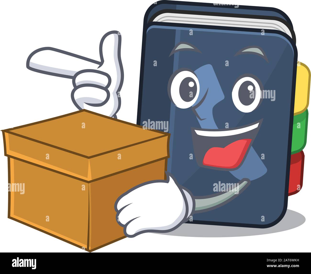 Cute phone book cartoon character having a box Stock Vector Image & Art ...