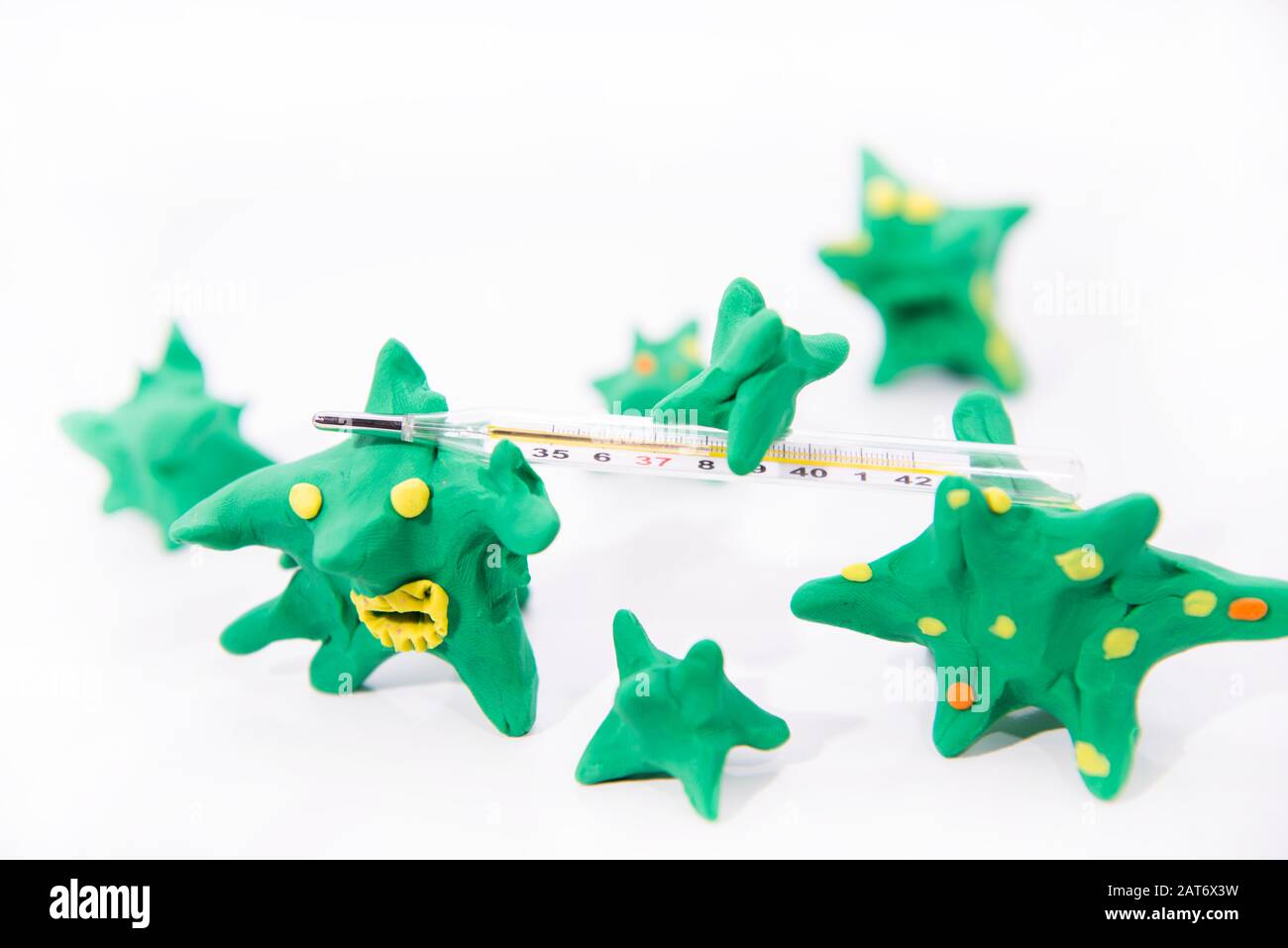 Microbes made from Play Clay. Abstract photo of the spread of the virus ...