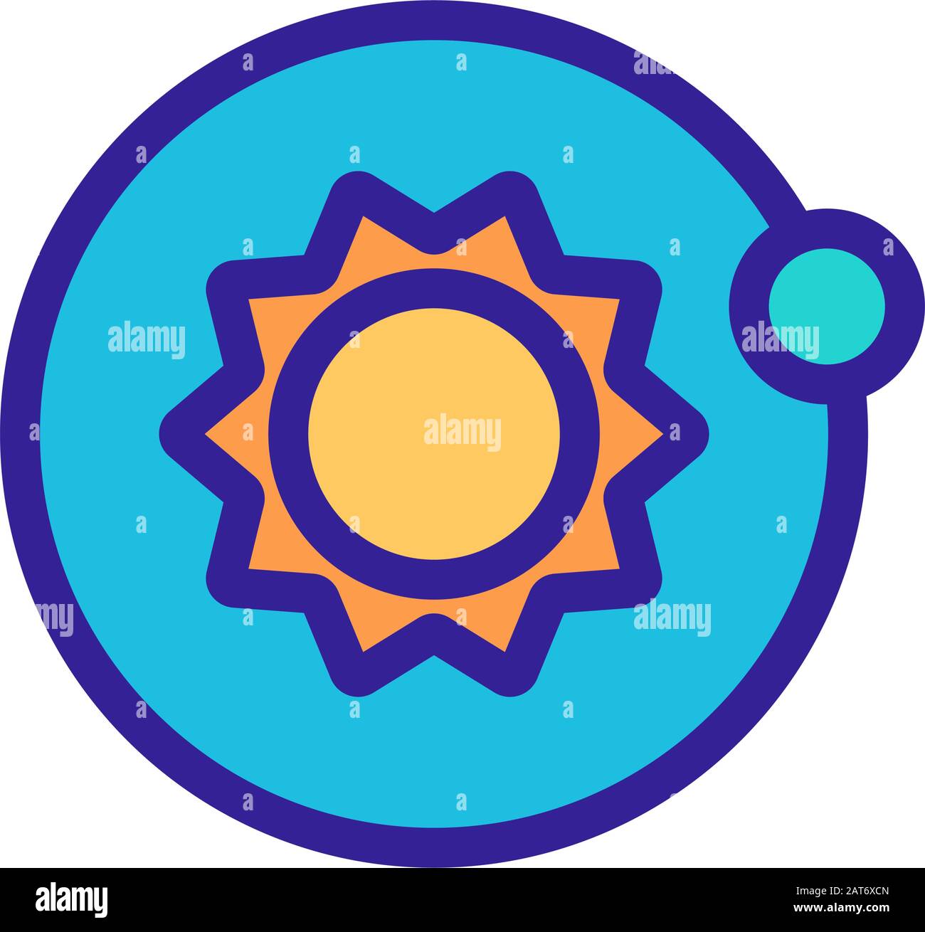 Sun and Earth icon vector. Isolated contour symbol illustration Stock ...