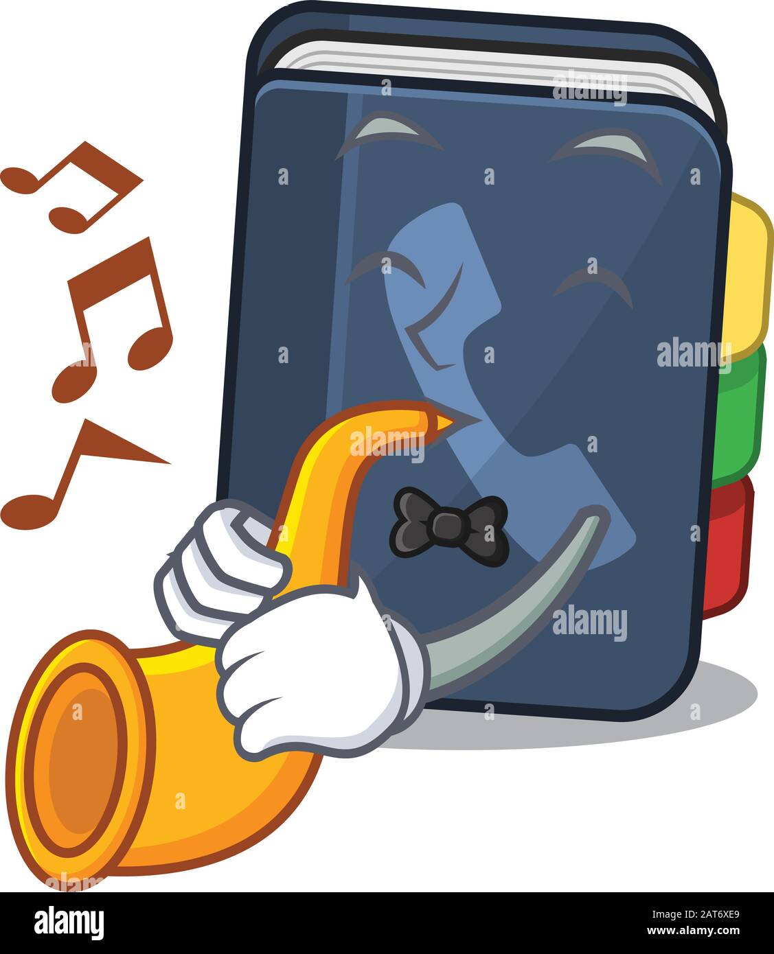 cartoon character style of phone book performance with trumpet Stock ...