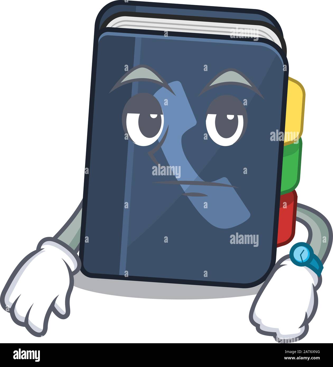cartoon character design of phone book on a waiting gesture Stock ...