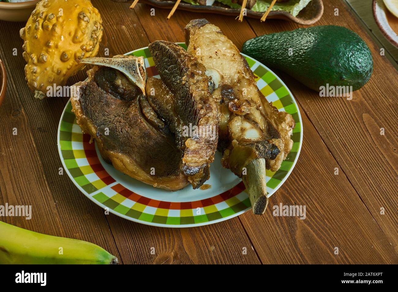 Nyama Choma, barbecued meat, meat is usually goat or beef, served ...