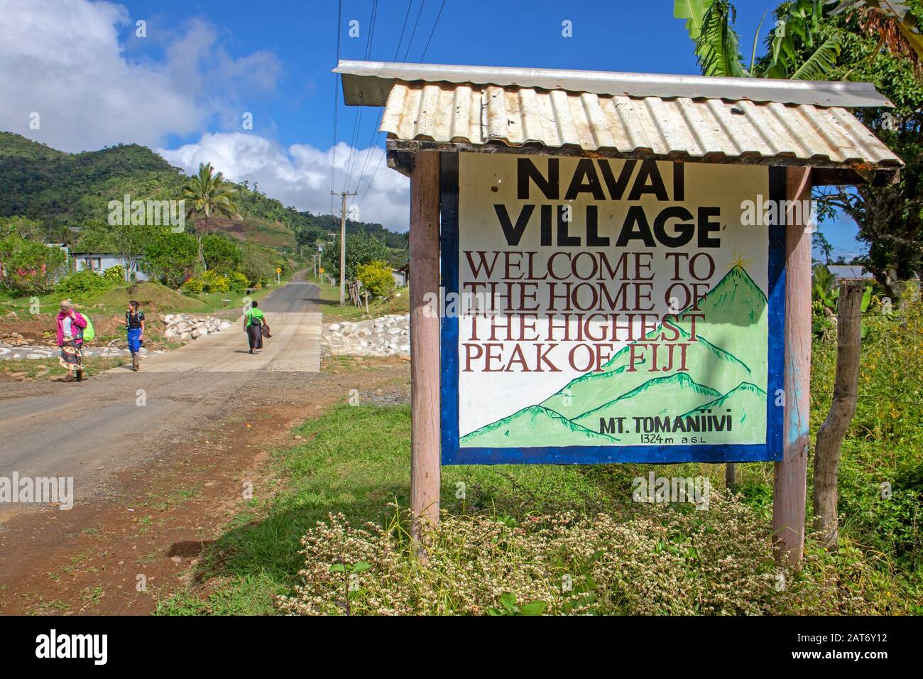 Hikers in Navai at the foot of Mt Tomaniivi, Fiji's highest mountain ...