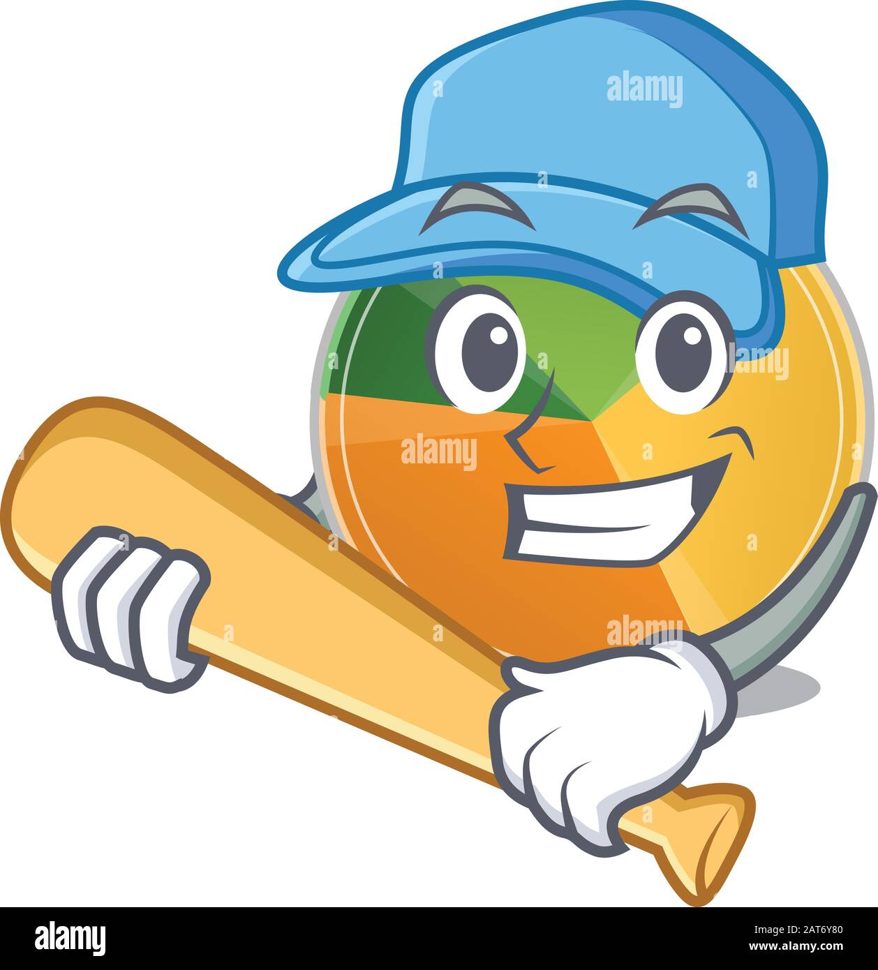 Sporty pie chart cartoon character design with baseball Stock Vector ...