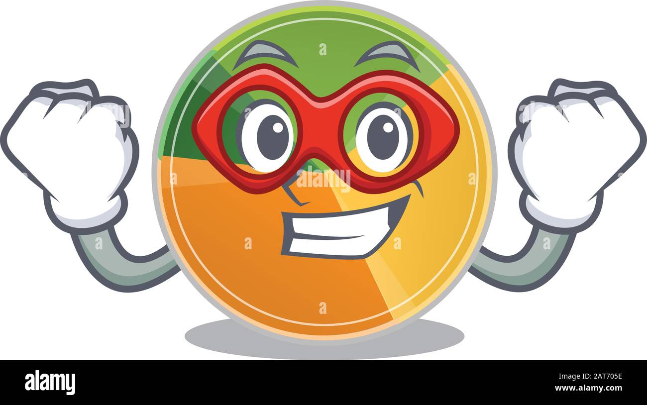 Smiley mascot of pie chart dressed as a Super hero Stock Vector Image ...