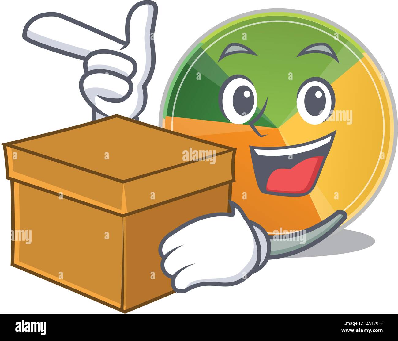 Cute pie chart cartoon character having a box Stock Vector Image & Art ...