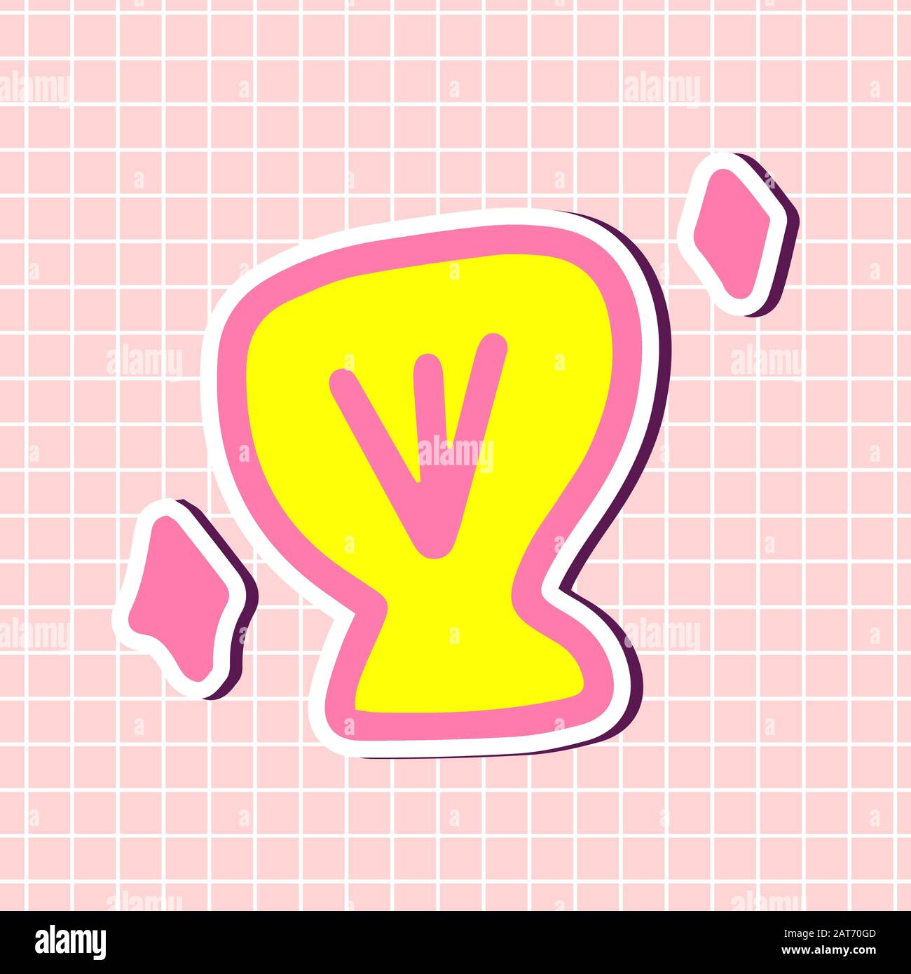 Cute shell yellow and pink colors sticker isolated on textured ...