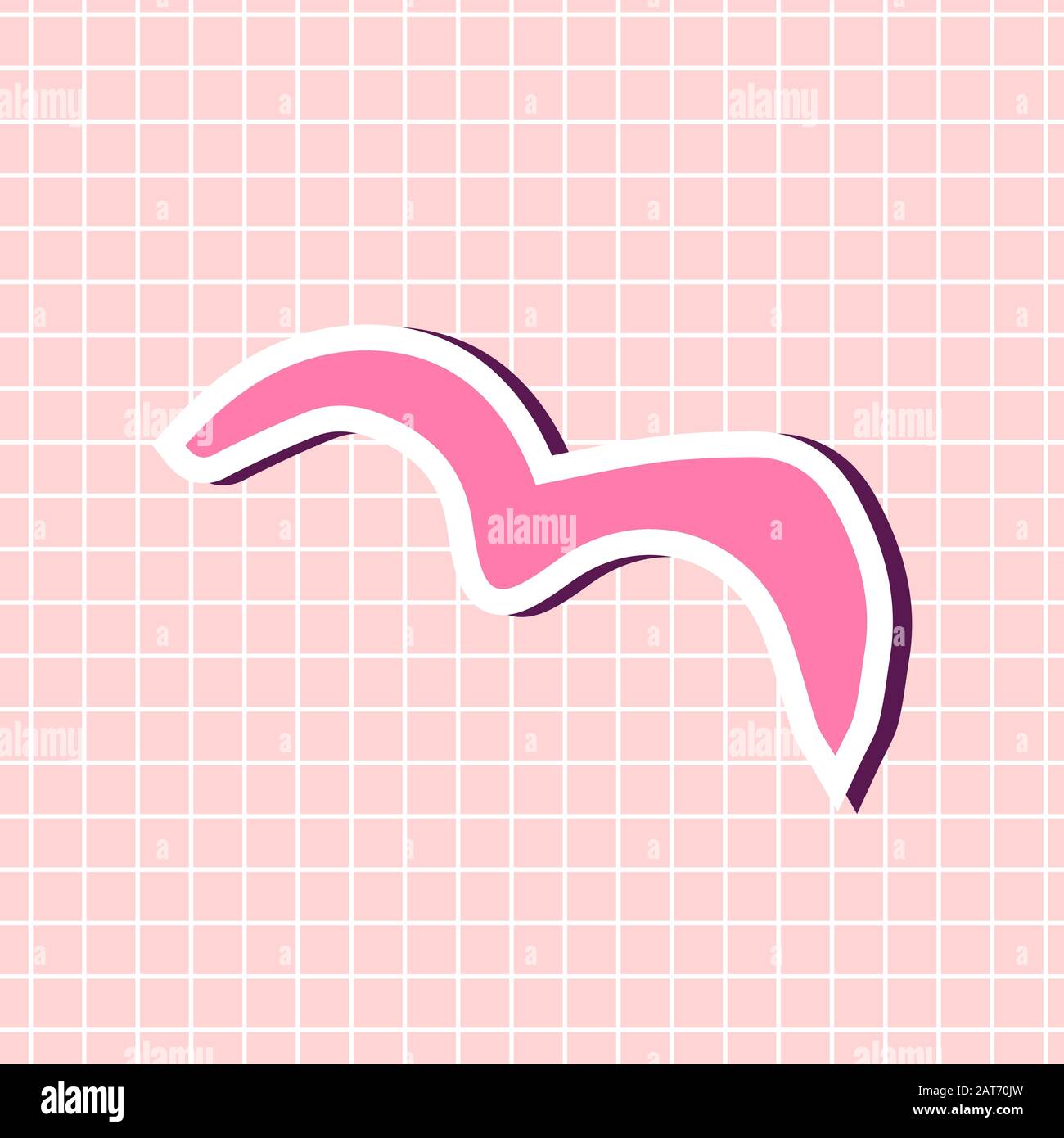 Gull in yellow and pink colors sticker isolated on textured background ...