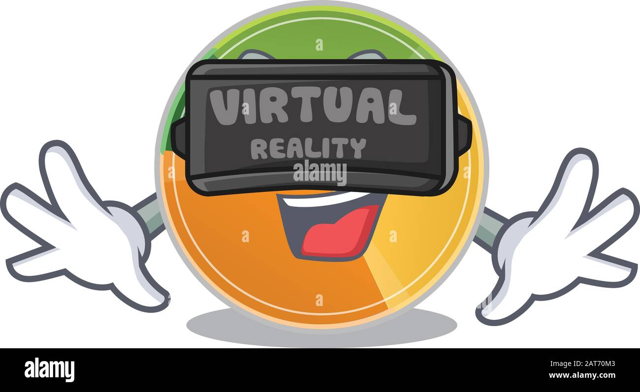 Trendy pie chart character wearing Virtual reality headset Stock Vector ...