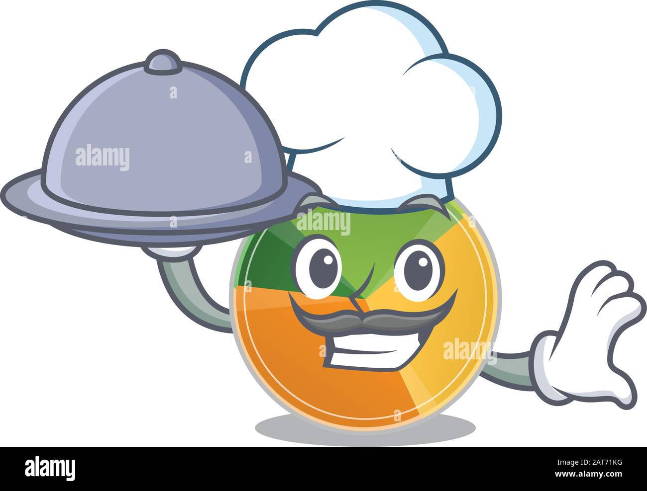 cartoon design of pie chart as a Chef having food on tray Stock Vector ...