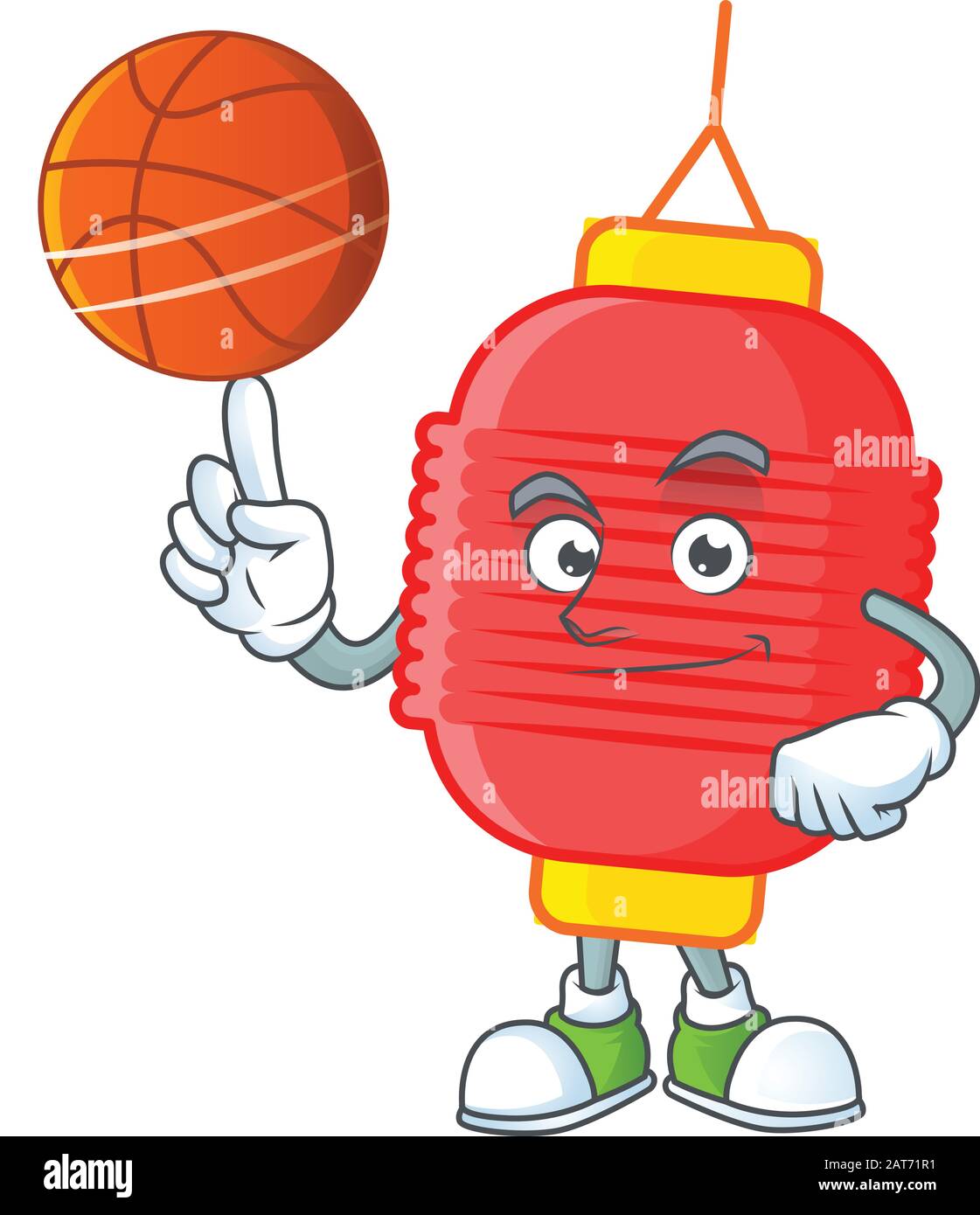 a Healthy chinese lantern cartoon character playing basketball Stock ...