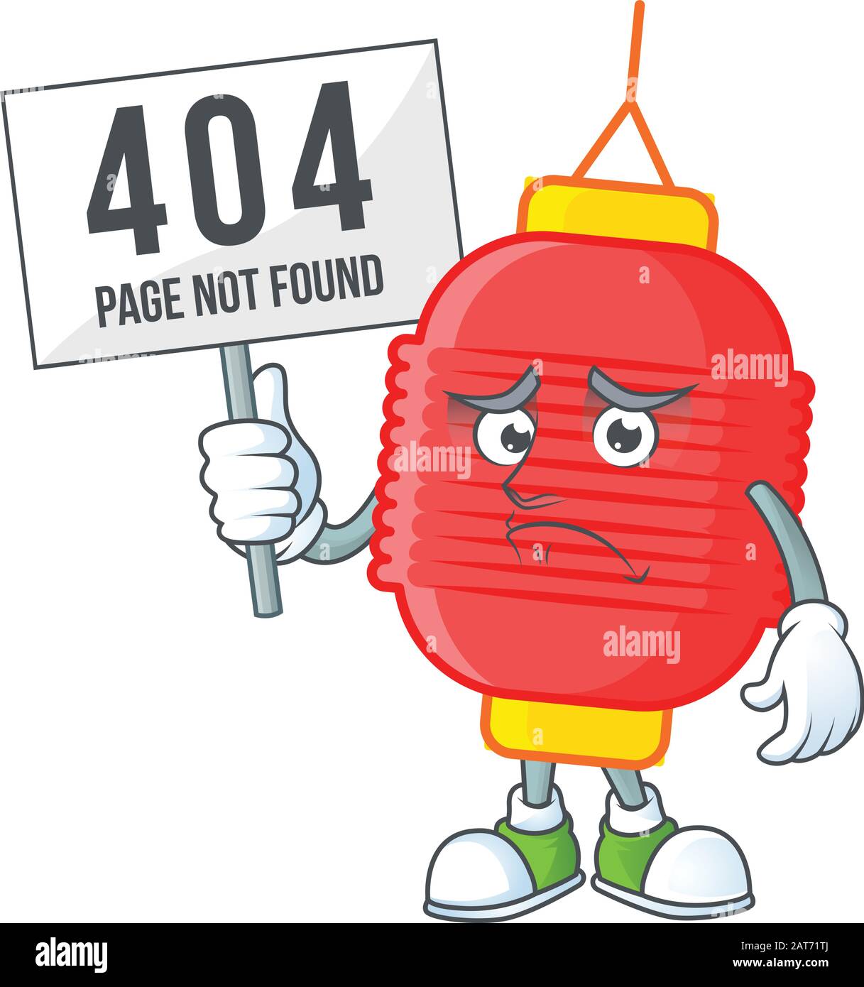 sad face mascot style of chinese lantern raised up a board Stock Vector ...