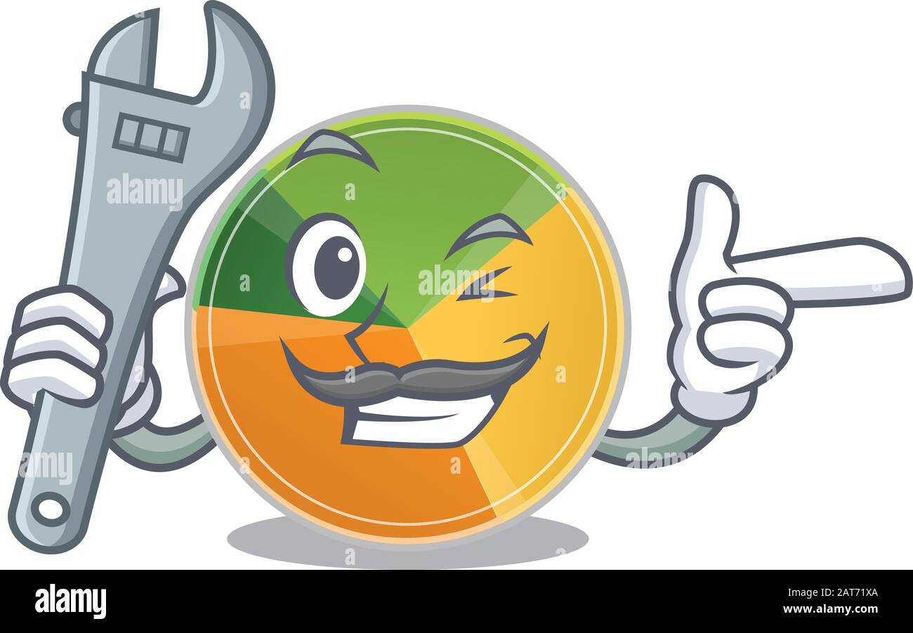 Smart Mechanic pie chart cartoon character design Stock Vector Image ...
