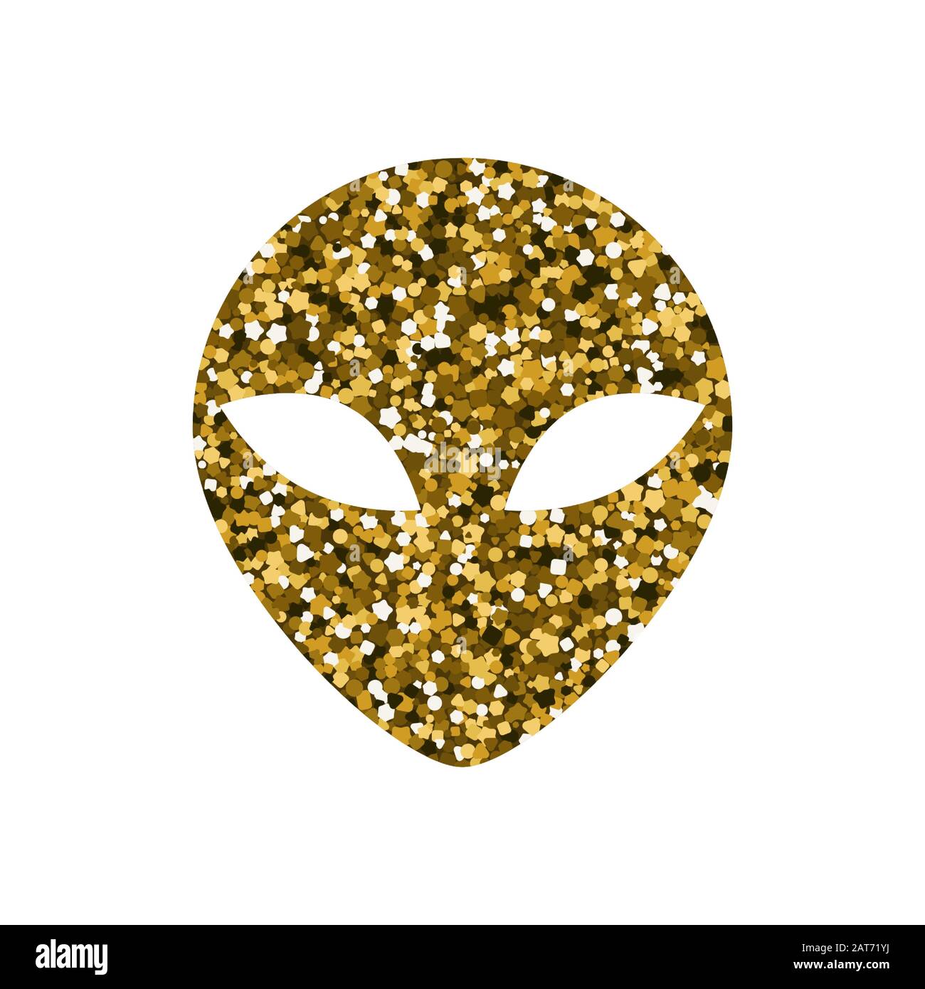 Alien head icon. Vector illustration. Golden shiny texture Stock Vector ...