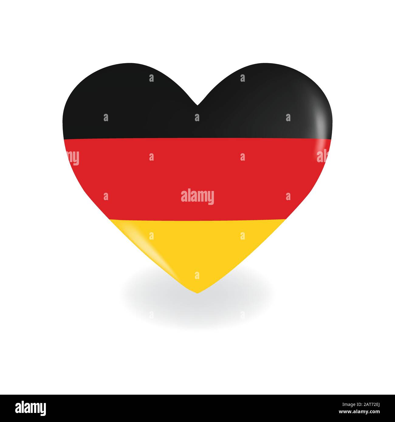 Heart with Germany flag on a white background casts a shadow, vector ...